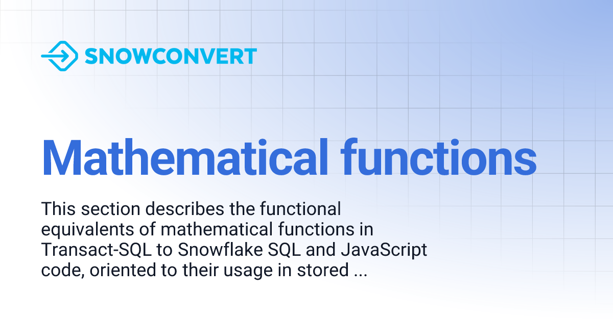 Mathematical functions | SnowConvert