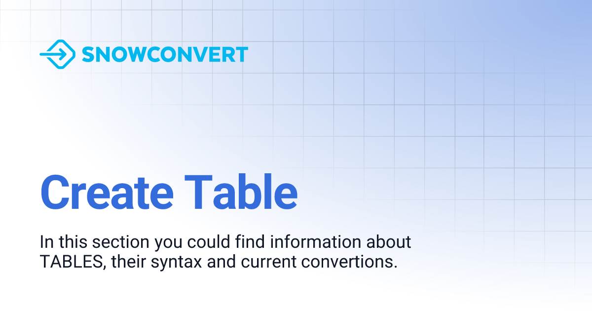 Create Table | SnowConvert