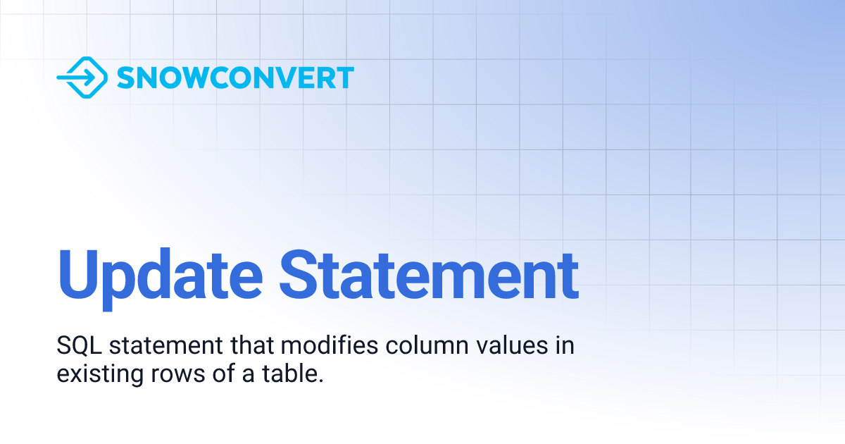 Update Statement | SnowConvert
