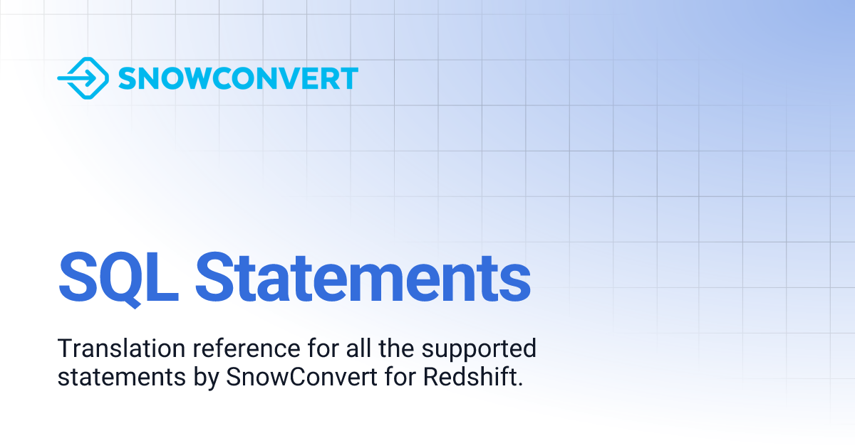 SQL Statements | SnowConvert