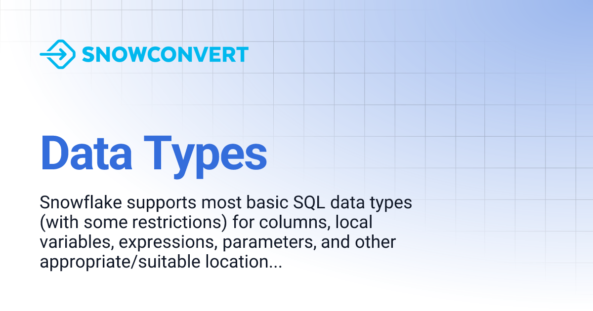 Data Types | SnowConvert