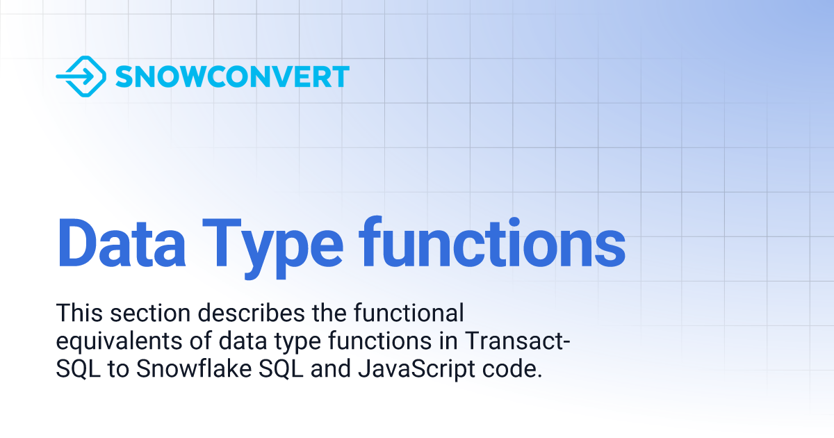Data Type Functions Snowconvert
