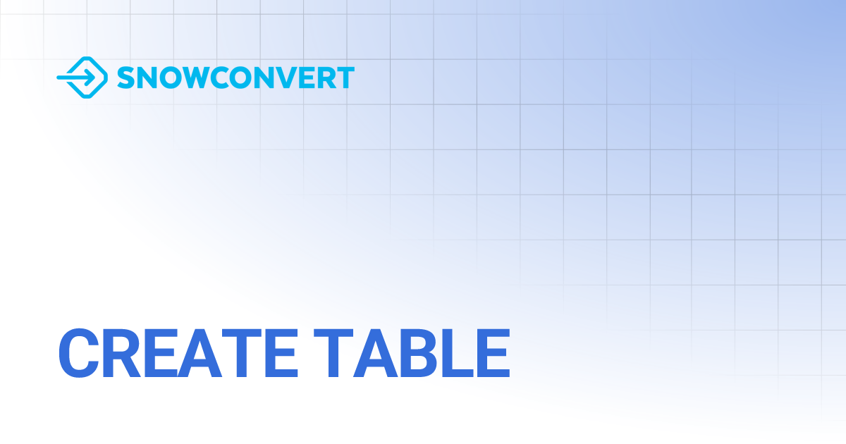 CREATE TABLE | SnowConvert
