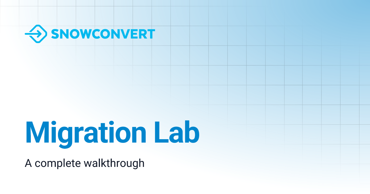 Migration Lab | Snowpark Migration Accelerator