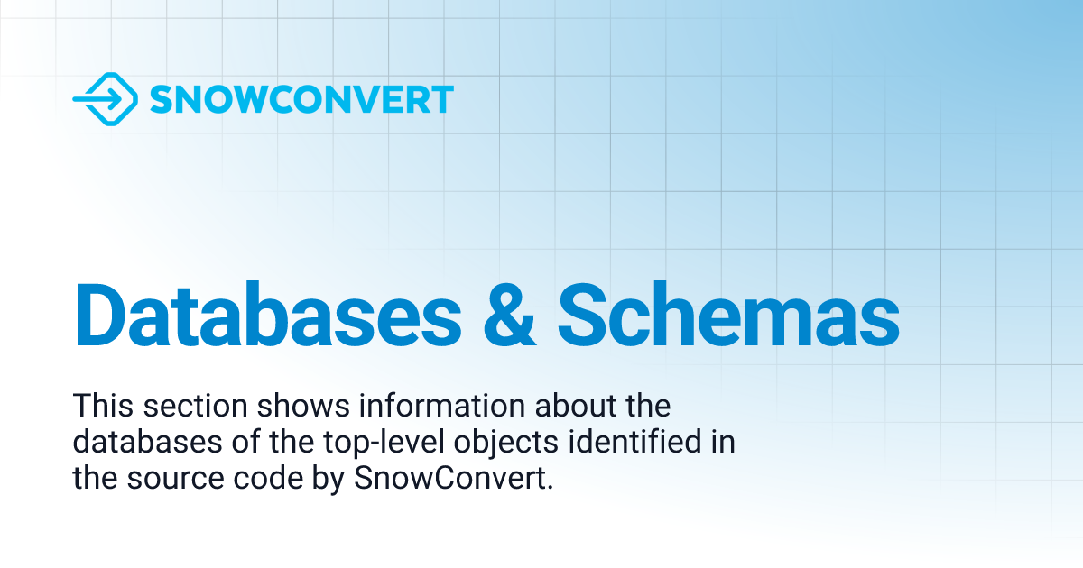 Databases & Schemas | SnowConvert (deprecated)